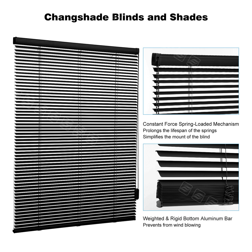 Single Touch Corded 1 Inch Mini Blind in Black Choose Size Customize- S ...