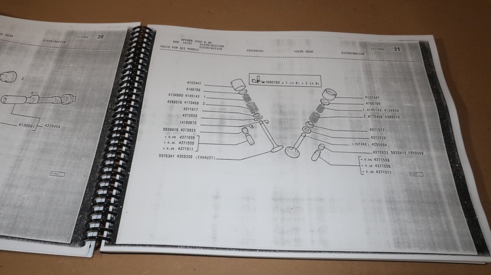 Fiat Spider 2000 FACTORY PARTS MANUAL 124 with Exploded Views and Part ...