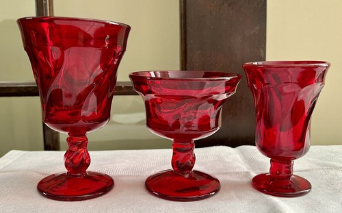 4 - Fostoria Glass JAMESTOWN RUBY Red Glass 4 Piece Place Setting 16 ...