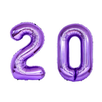 Number Twenty Balloon Purple Number 20 Balloon 32" Large Festive ...