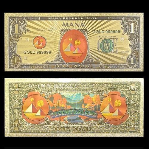 Mana Commemorative Gold Foil Note- Decentraland CryptoCurrency ...