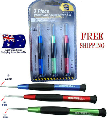 3 piece Precision Screwdriver set Aluminum handle with TPR GRIP TOOL ...