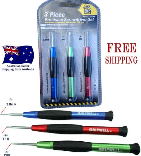 3 piece Precision Screwdriver set Aluminum handle with TPR GRIP TOOL ...