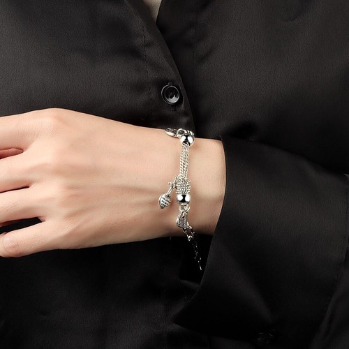 925 Sterling Silver Thick Chain Vintage Korean Bracelet Geometric ...
