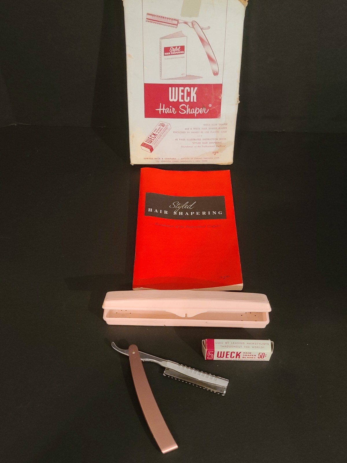 VTG WECK Hair Shaper JEWEL PINK Straight Razor w/Blades/Manual/Case ...