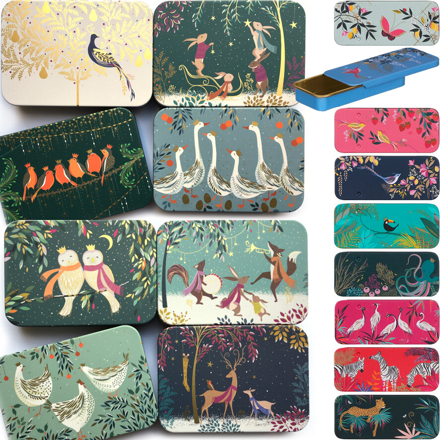 SARA MILLER METAL TIN BOX Accessory Home Keepsake Pill Storage Sweet ...