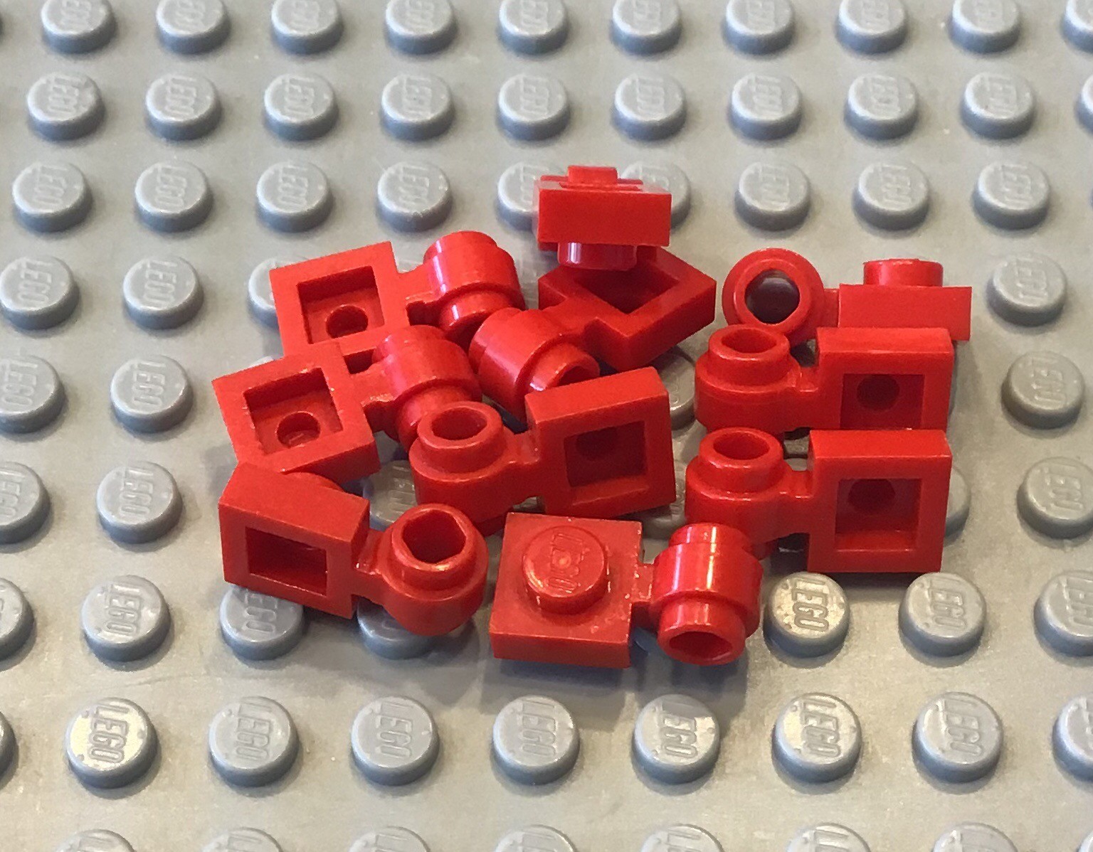 LEGO 10 Red Plate MODIFIED 1x1 - Thick Ring 10188 10183 5591 6060 6346 ...