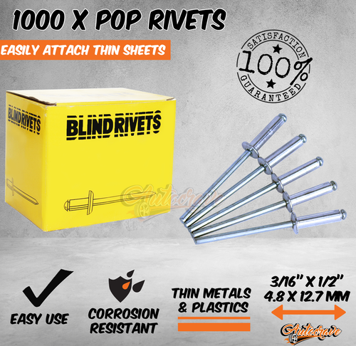 500 x Aluminum Pop Blind Rivet 3/16" x 1/2" Stem and Shell 4.8mm x 12 ...