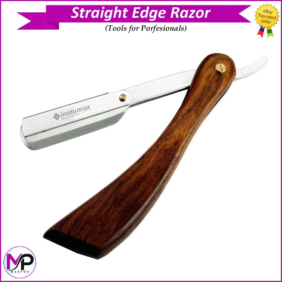 5Pcs BARBER HAIR SALON WOODEN STRAIGHT WET CUT THROAT SHAVING RAZOR ...