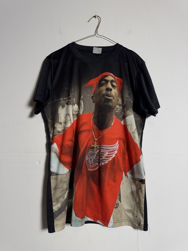 Tupac 2pac Detroit Red Wings Big Print Shirt Medium Rap Tee Shakur 1991 ...
