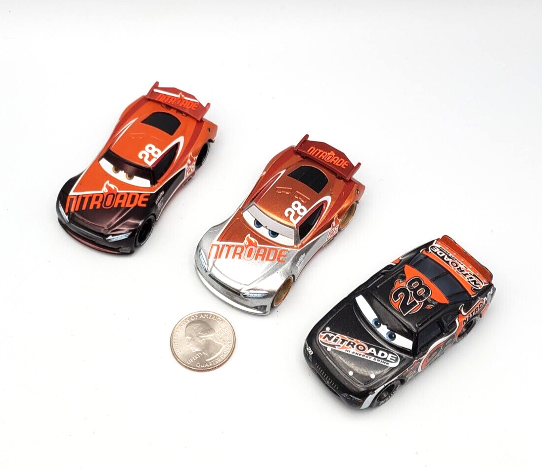 Disney Pixar Cars Lot x3 Tim Treadless Nitroade No. 28 Silver Diecast ...