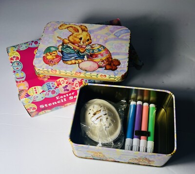 Vintage Easter Egg Stencil Kit With Tin Storage Case 1998 Giftco Inc ...