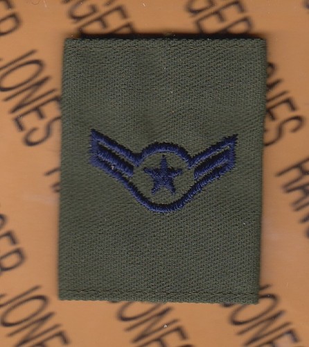 USAF Air Force AIRMAN AMN E-2 Desert OD Green & Blue Slip on rank patch ...