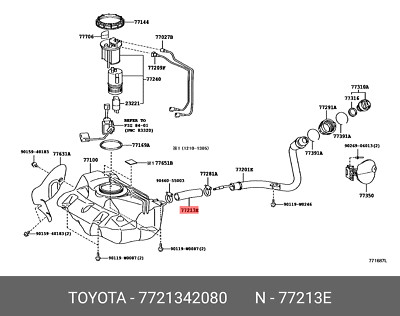 Genuine OE hose, fuel tank to filler pipe, 7721342080 for TOYOTA 77213 ...