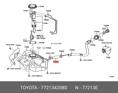 Genuine OE hose, fuel tank to filler pipe, 7721342080 for TOYOTA 77213 ...