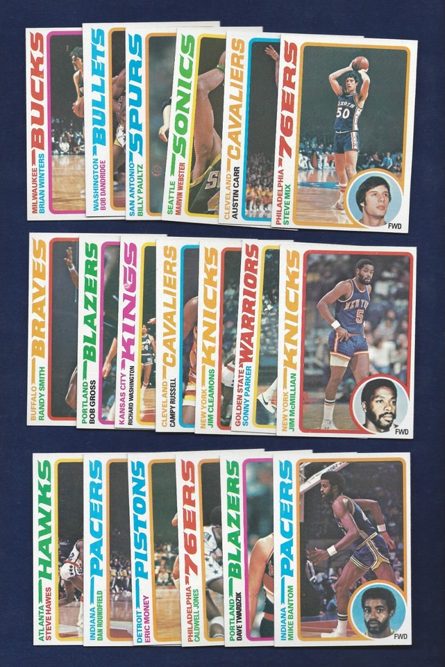 LOT OF 60 DIFFERENT RAZOR SHARP FROM VENDING 1978 TOPPS BASKETBALL ...
