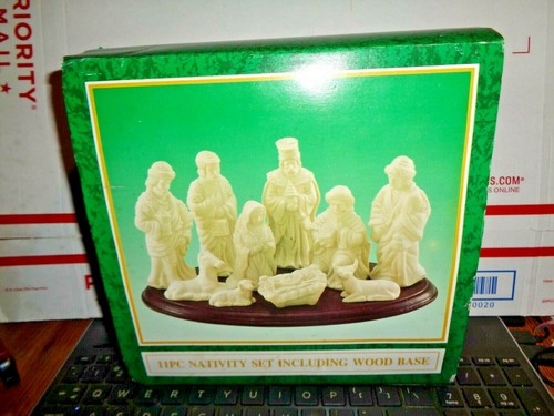 World Bazaars inc 81357 11pc Nativity Set Including Wood Base Jade ...