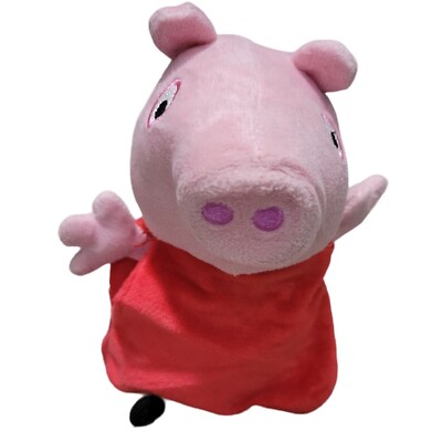 Peppa Pig Oinking Sounds 8 inch Plush Pink Red Dress Stuffed Animal Toy ...