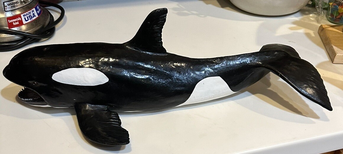 VTG YTK RARE XL RUBBER ORCA KILLER WHALE 20” TOY FISH OCEAN SEA SHAMU ...
