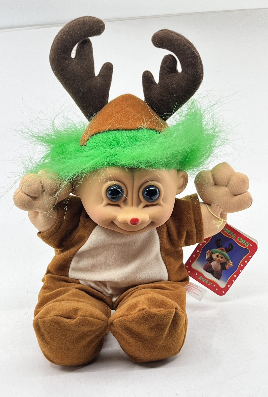 Russ Berrie Rudy Reindeer Troll Christmas Kidz Doll 2335 Stuffed Animal ...