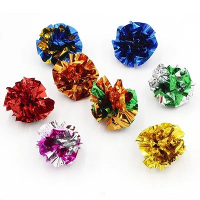 10x Crinkle Foil Cat Toys Balls Ring Paper Cat Sparkle Balls Tinsel ...