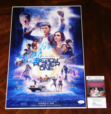TYE SHERIDAN & TJ MILLER SIGNED READY PLAYER ONE 12X18 MOVIE POSTER JSA ...