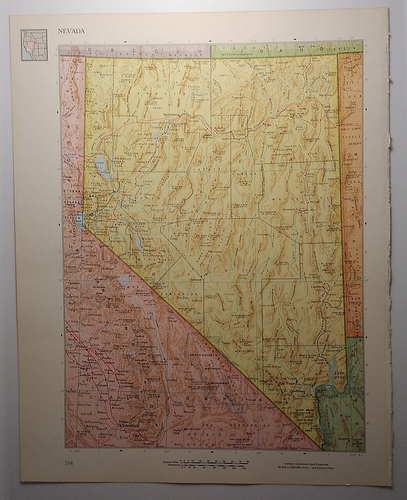 Vintage NEVADA Atlas Map 1962 MSM Rand McNally Cosmopolitan World Atlas ...