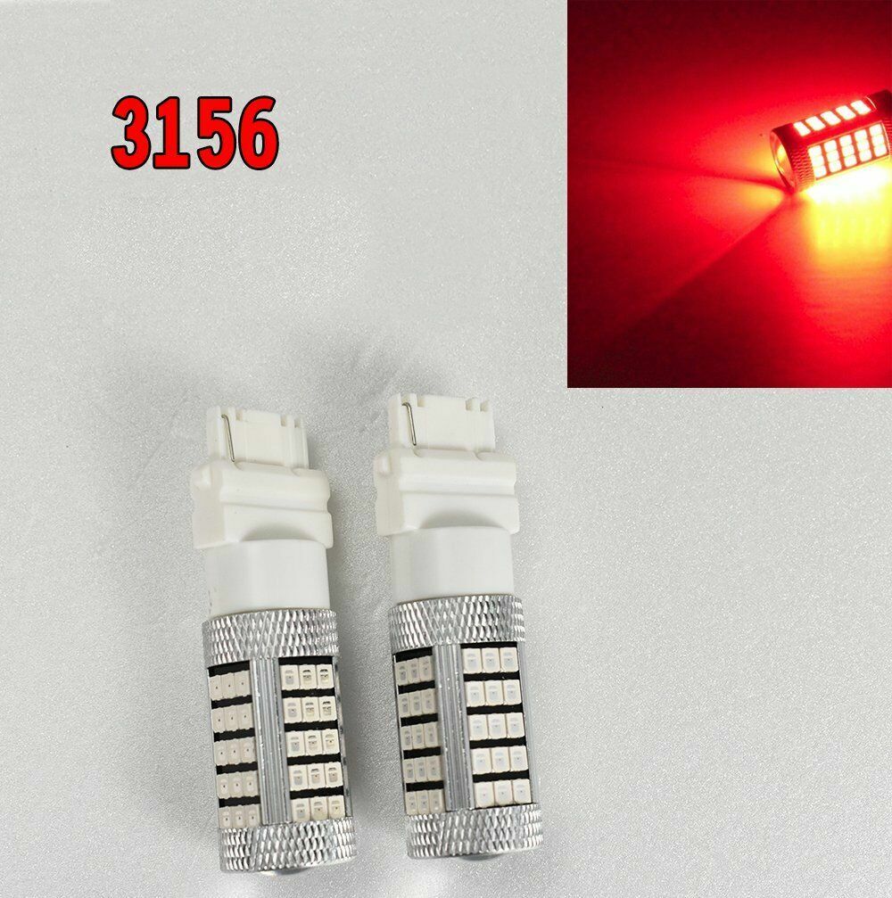 Front Turn Signal Light 63 SMD LED Projector Bulb 6K Red T25 3156 3456 ...