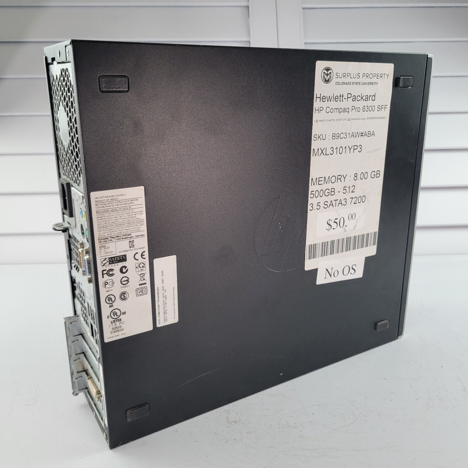 HP Compaq 6300 Pro SFF Computer Intel Core i5-3570 3.40GHz 8GB 500GB ...