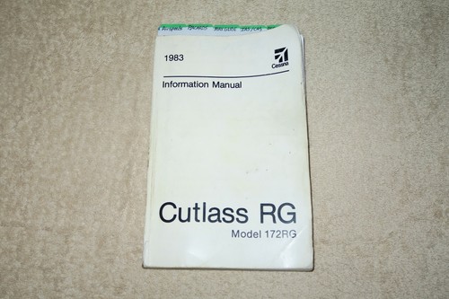 1983 Cessna Cutlass RG 172RG Information Manual, D1253-13, 26 May 1982 ...