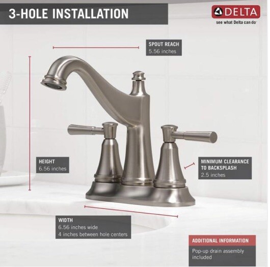 Delta Mylan 4 In. Centerset 2-handle Bathroom Faucet SpotShield Brushed ...
