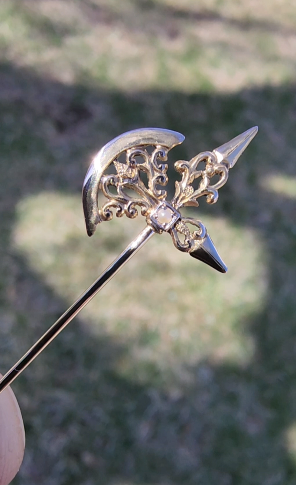 14k Stick Pin 🔥 Medieval Halberd Polearm Axe 🔥 Restored Reclaimed ...