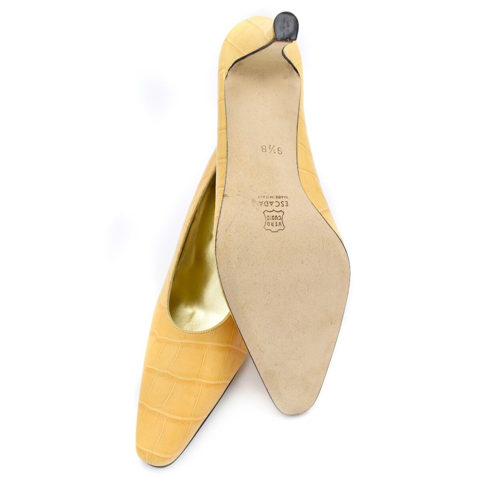 New $250 Escada Melon Orange Croc Embossed Leather High Heels Pumps ...