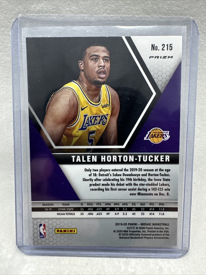 2019-20 Panini Mosaic Talen Horton-Tucker RC Rookie Card Red Wave Prizm ...