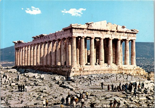 Athens Greece The Parthenon Temple Ancient Ruins Blue Sky Postcard | eBay