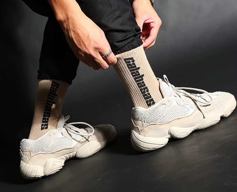 BUNDLE 2-Pack Yeezy Calabasas Socks Tan & Blue Kanye West Crew Long ...
