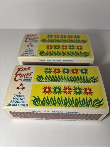 Vintage Fire Chief Kitchen Matches Strike Anywhere Yellow Box Flowers ...