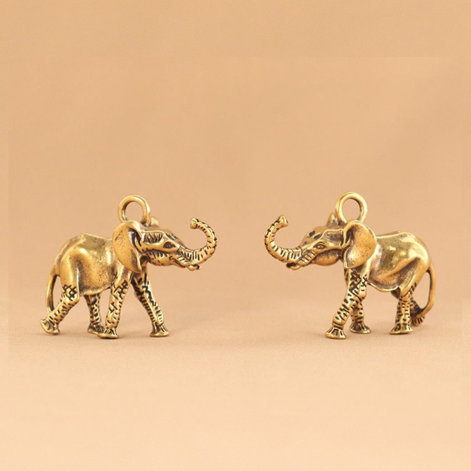 2Pcs Mini Elephant Modeling Decor Copper Craft Desktop Ornament for ...