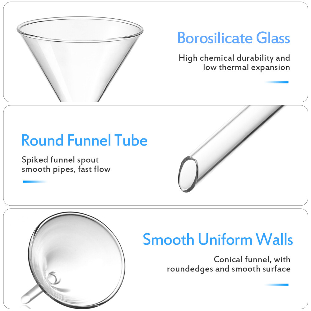 4 Pcs Short Tube Glass Funnel Funnels for Kitchen Use Filling Bottles ...