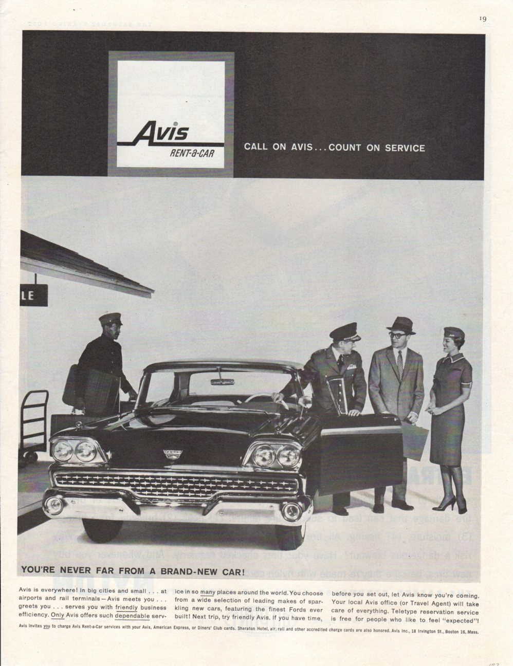 Vintage Print advertisement ad 1959 AVIS rent a car You're Never Far ...