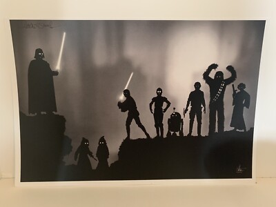 Nathan Szerdy SIGNED Star Wars Silhouette Art Print Darth Vader R2-D2 ...