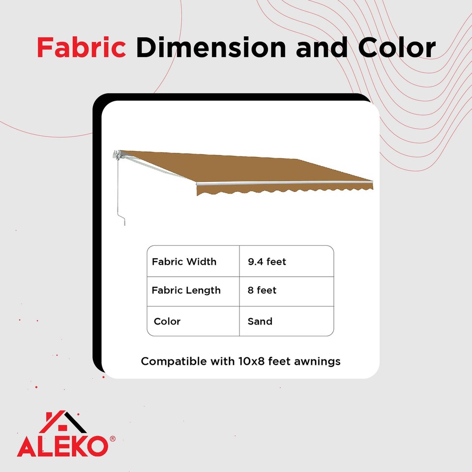 ALEKO Fabric Replacement For 10x8 Ft Retractable Awning Sand Color | eBay
