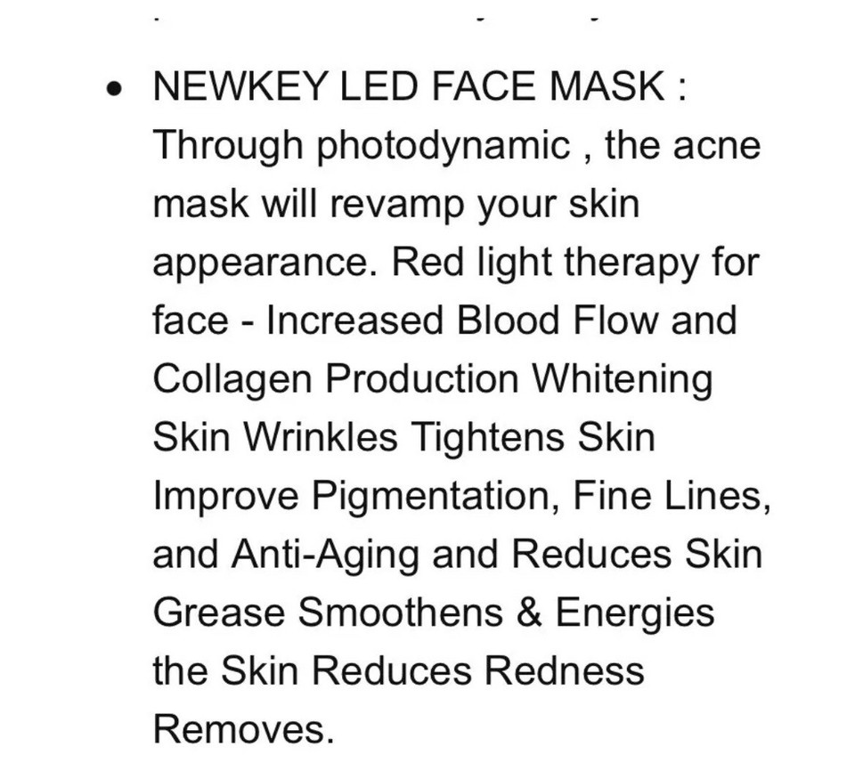 NEWKEY Led Face Mask Light Therapy, 7 Led Light Therapy Facial Skin ...