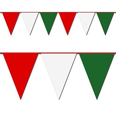 Indoor Outdoor Red White and Green Triangle Pennant Flag Banner 100ft ...
