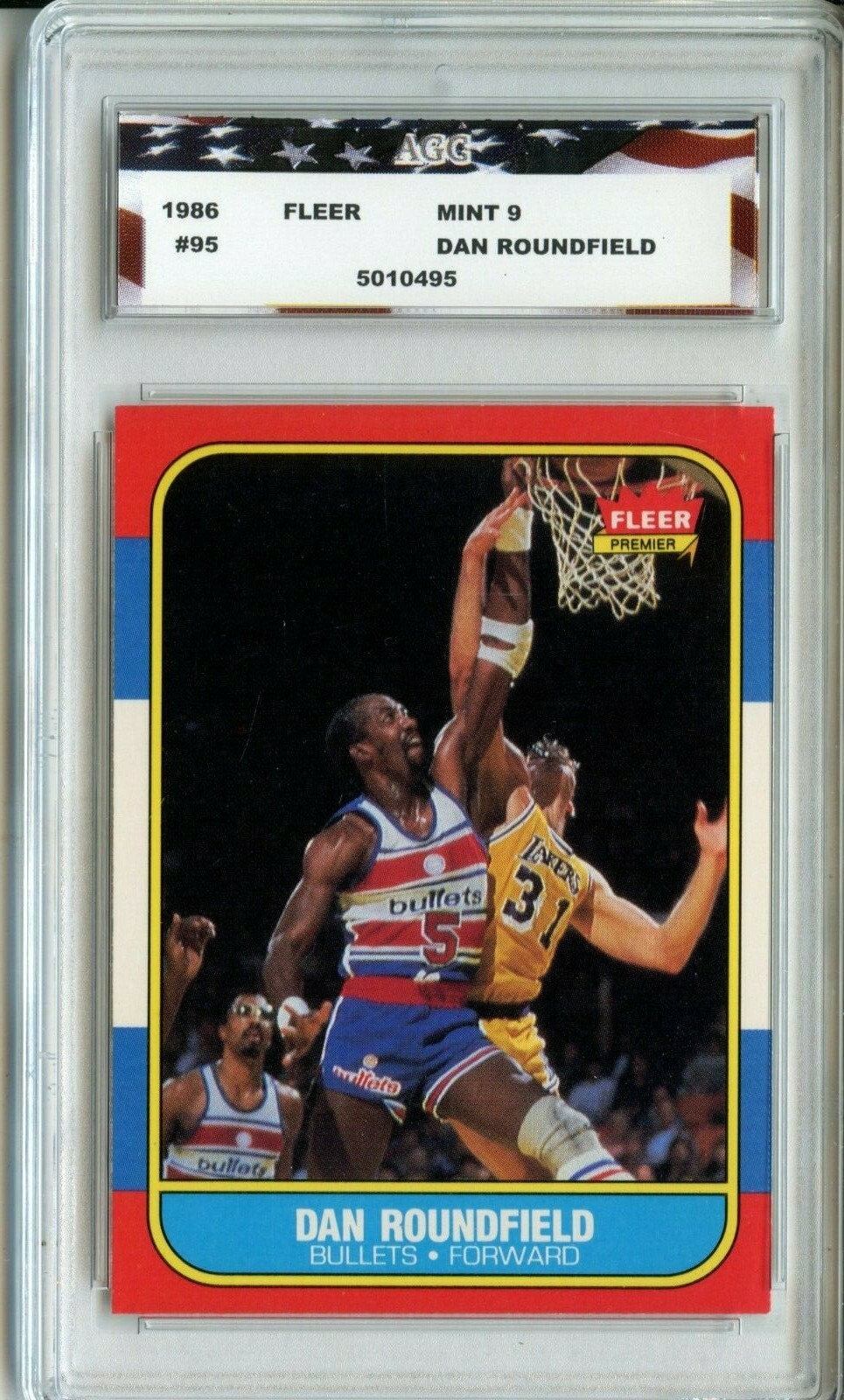 1986 Fleer Basketball #95 Dan Roundfield AGC 9 Mint Washington Bullets ...