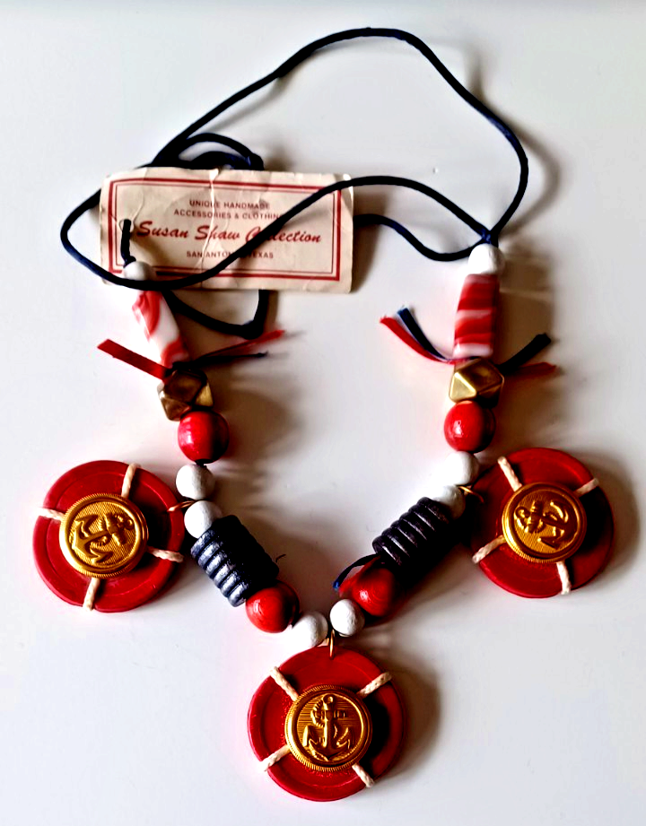 SUSAN SHAW Collections handmade hand painted beaded charm cord necklace ...