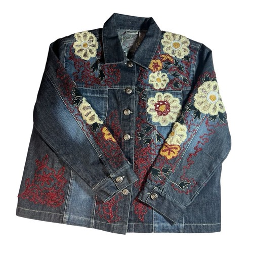 Floral Embroidered Denim Jacket | eBay