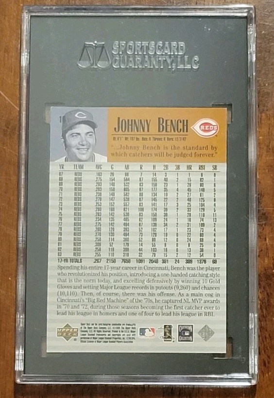 Johnny Bench Signed Autograph Auto Upper Deck Legends Card SGC | eBay