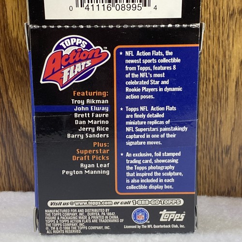 Vintage 1998 NFL Topps Action Flats John Elway Denver Broncos Kickoff ...