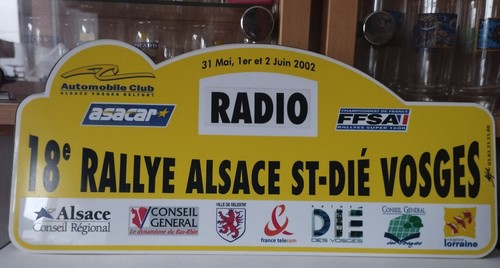 Rally Plate. Plaque du 18° Rallye Alsace Vosges 2002 | eBay